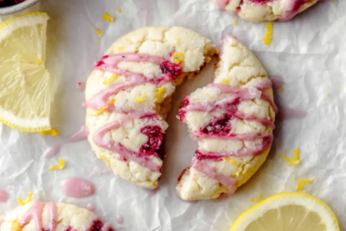Lemon Raspberry Cookies Soft, Gluten Free in 40 Minutes